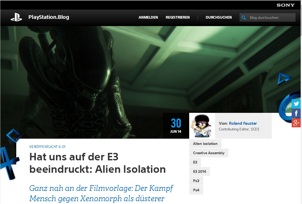 Alien Isolation – E3 Impressionen – ulrich wimmeroth